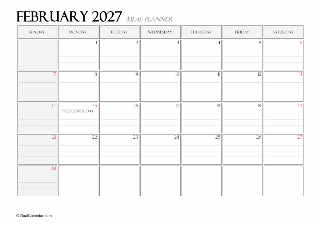 Monthly Meal Planner Template - Dual Calendar