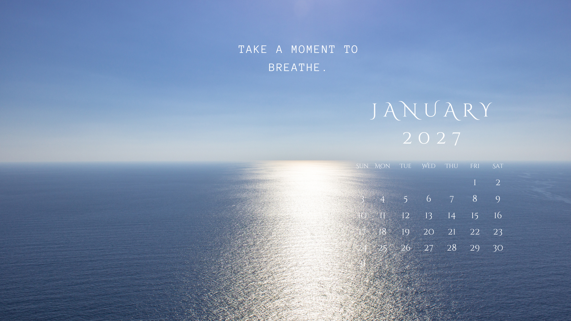 10 January 2027 Desktop Calendar Wallpaper 10 January 2027 Desktop Calendar Wallpaper